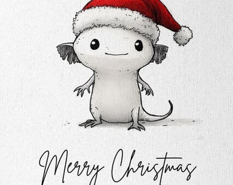Adorable Axolotl Christmas Card Cute Santa Hat Design for Holiday ...