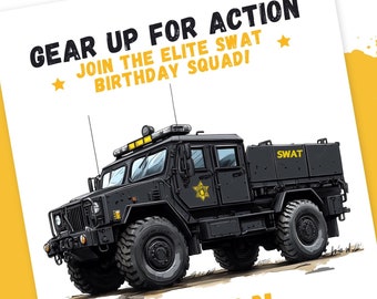 Editable SWAT Birthday Invitation: Police Party Theme (digital Download ...