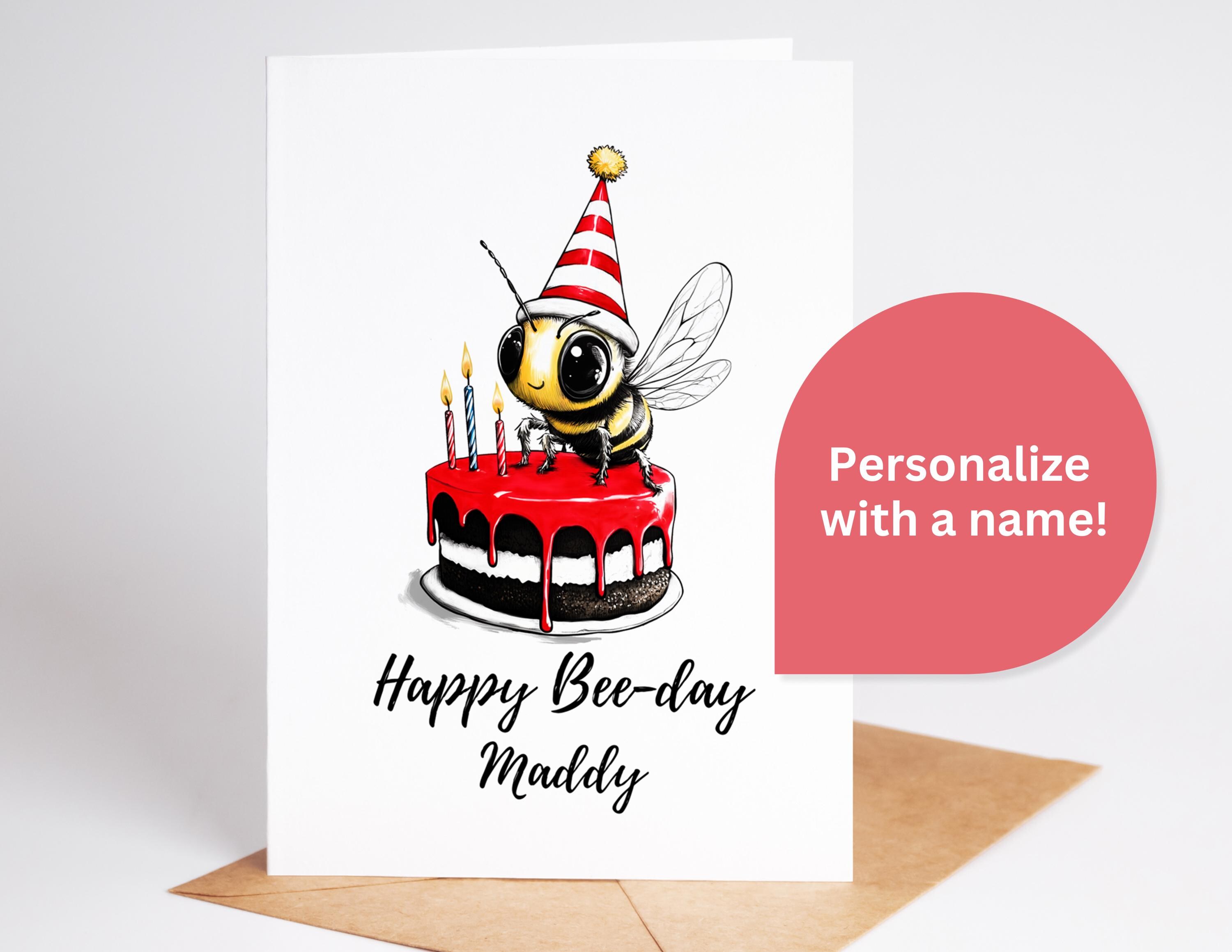 Happy Bee-day Birthday Card | Personalized Bumble Bee Card | Custom ...