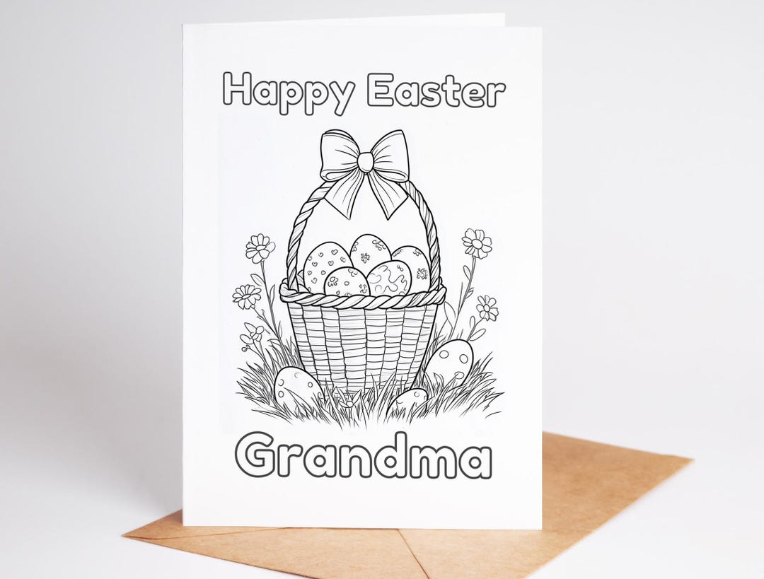 Personalized Easter Basket Coloring Card | Custom Happy Easter Card for ...