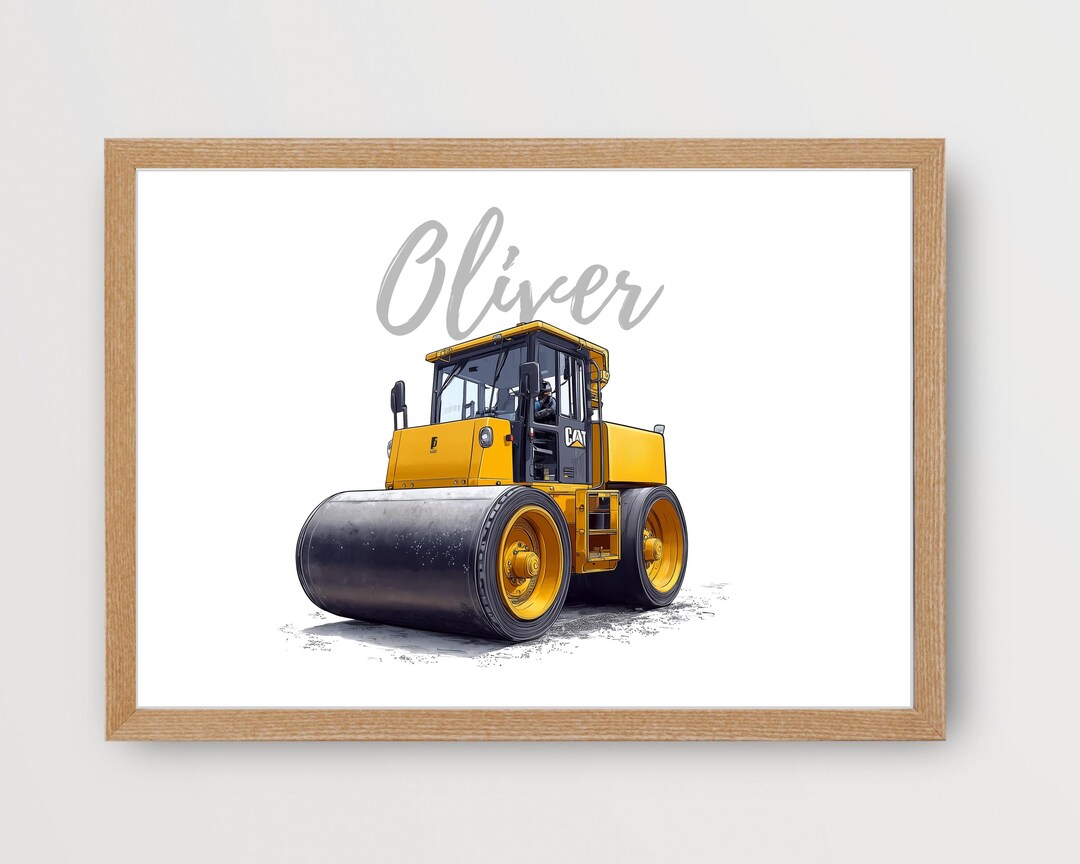 Road Roller Print: Personalized Construction Truck Wall Art - Etsy