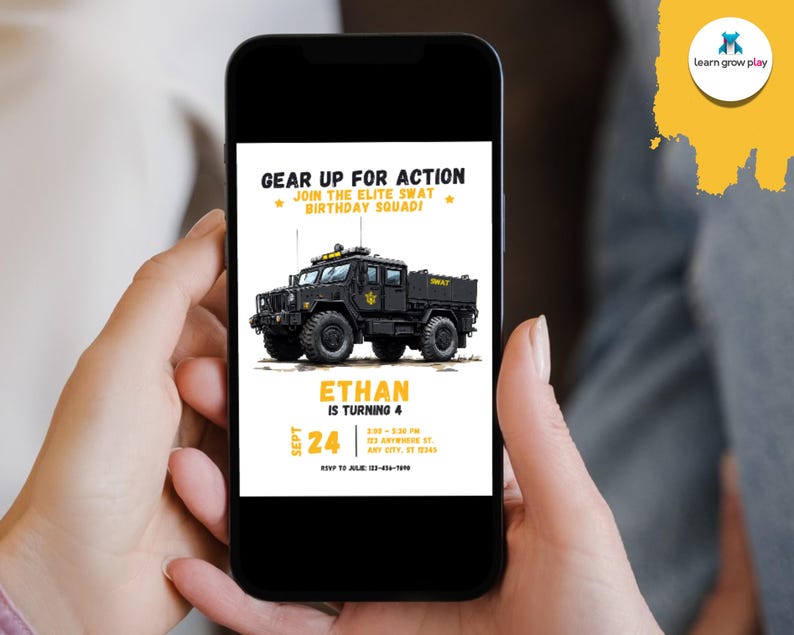 Editable SWAT Birthday Invitation: Police Party Theme (digital Download ...