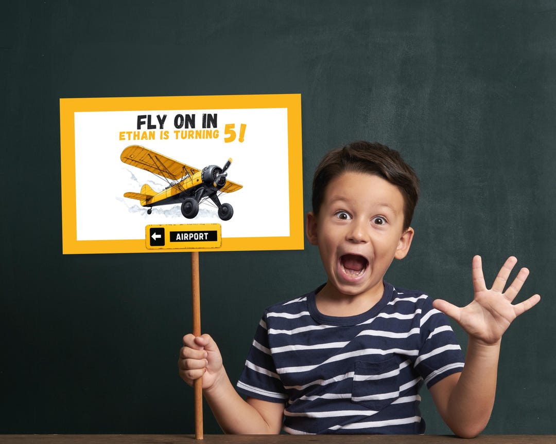 Custom Airplane Birthday Yard Sign: Personalized Party Decor (digital ...