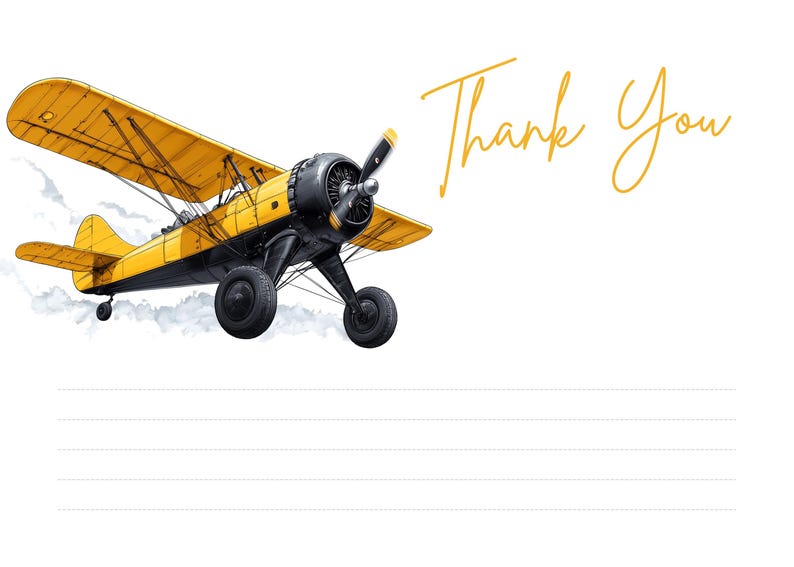 Editable Airplane Birthday Thank You Cards | 7x5 Printable or Digital ...