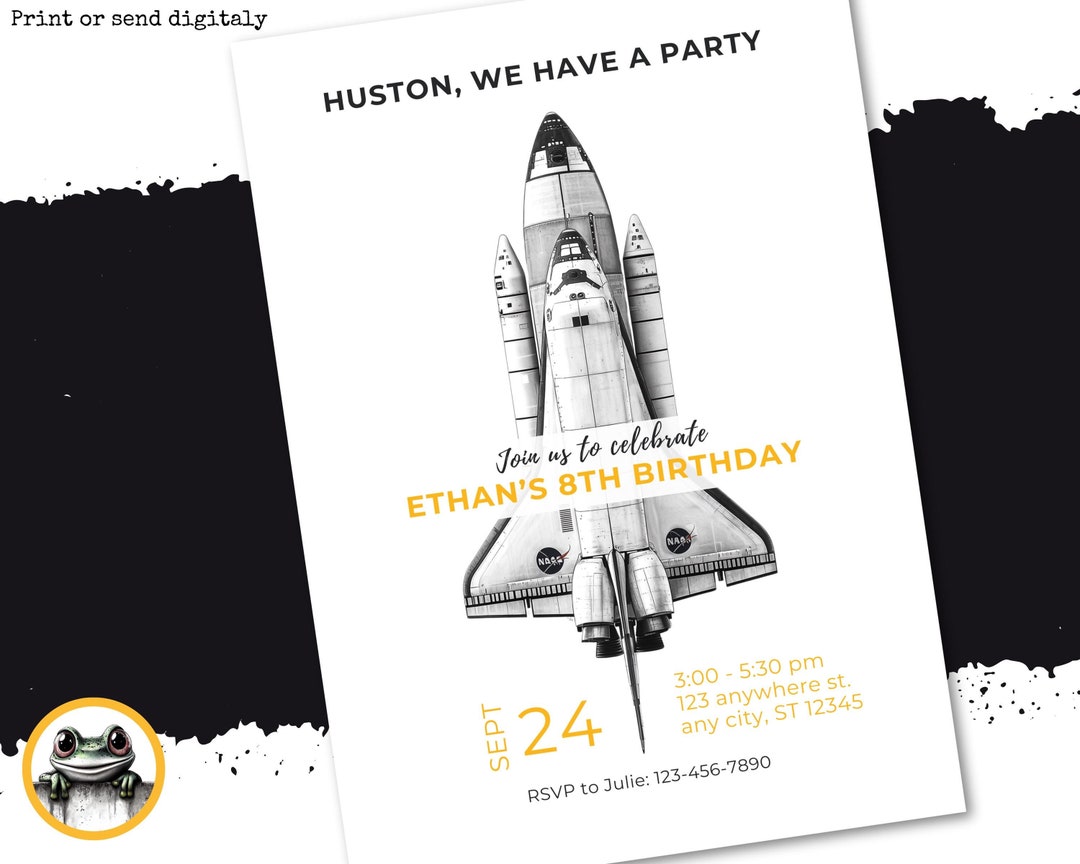 Houston, We Have a Party! NASA Space Shuttle Birthday Invitation ...