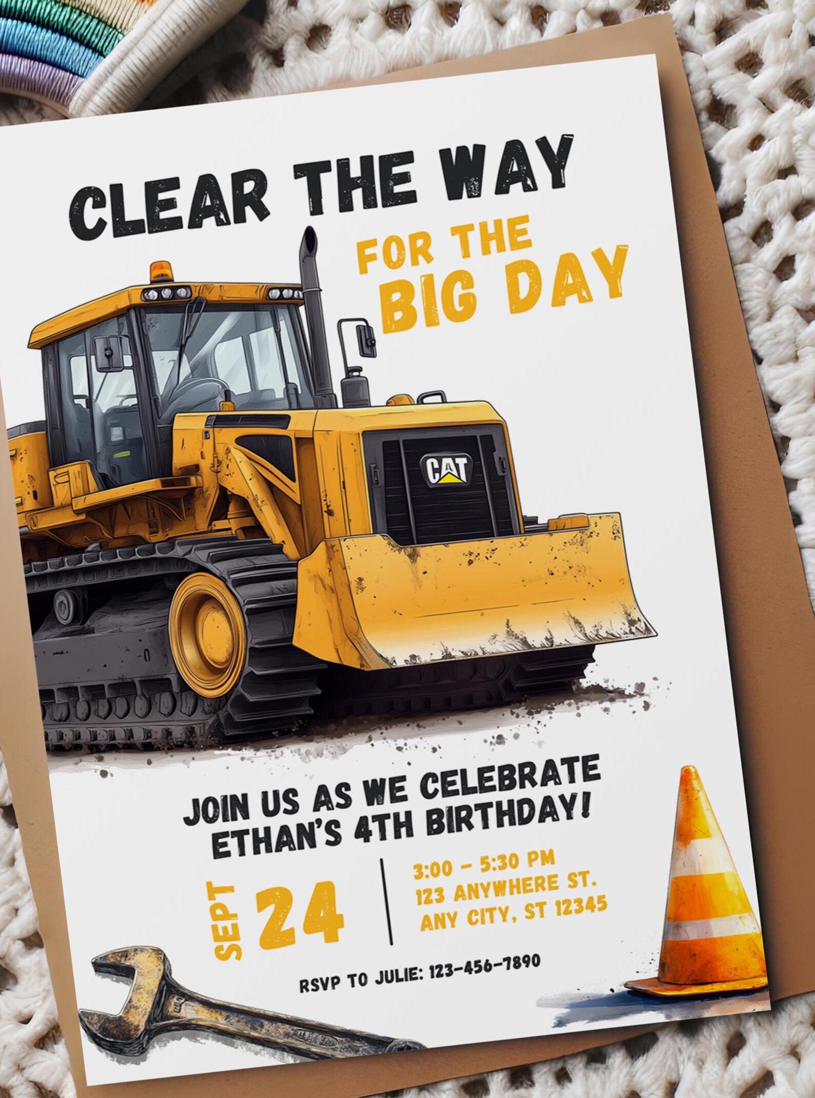 Construction Birthday Invitation: Editable Bulldozer Party Template ...