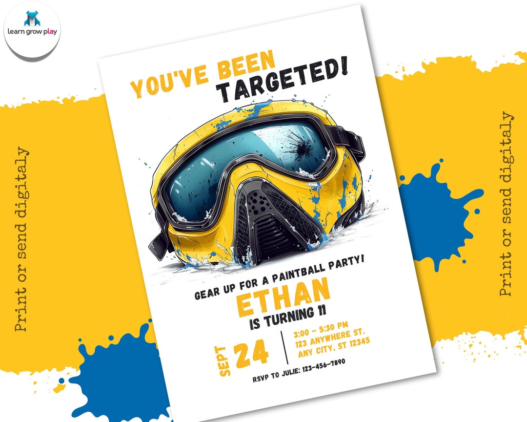 Editable Paintball Party Invitation | Printable Paintball Birthday ...