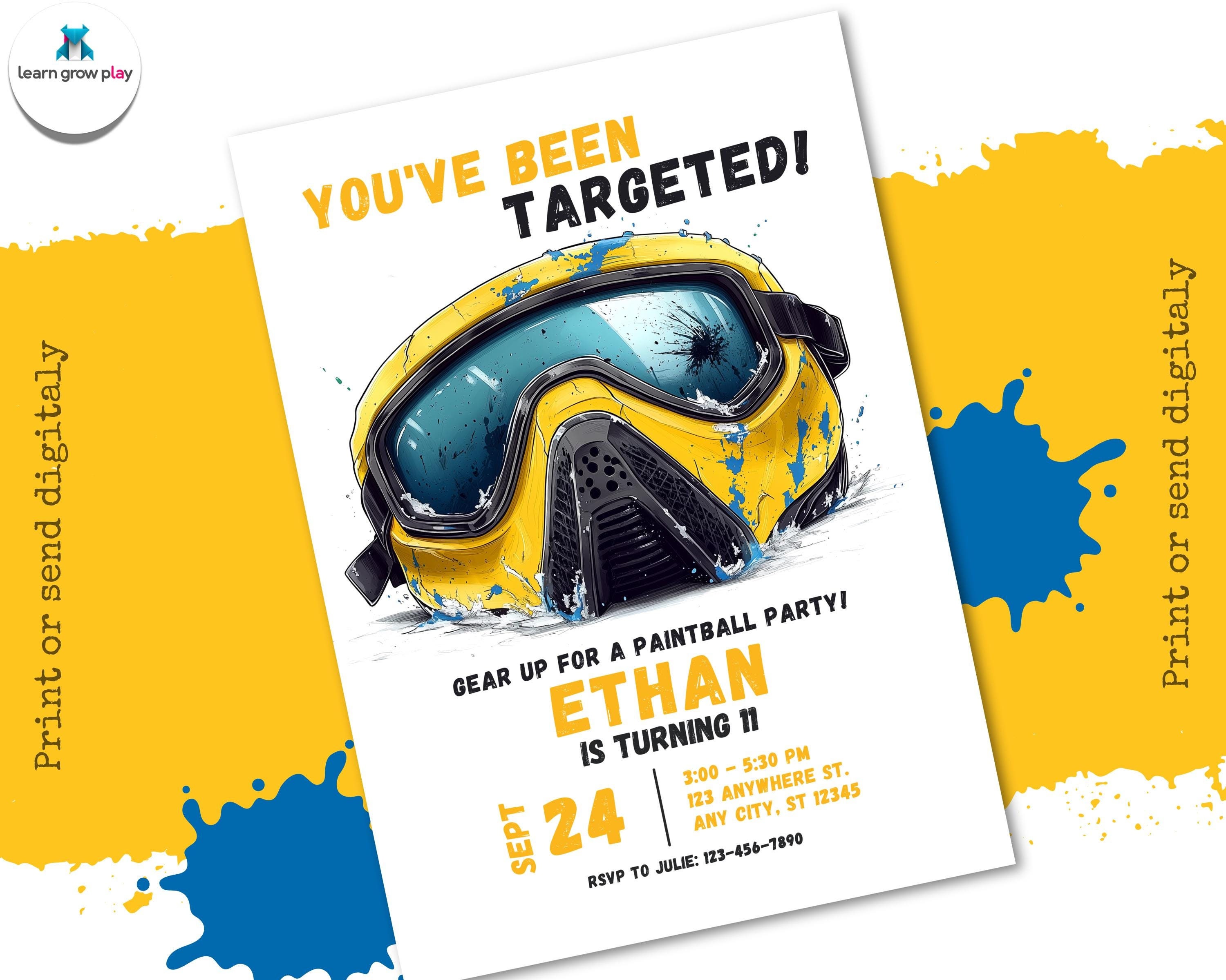 Editable Paintball Party Invitation | Printable Paintball Birthday ...