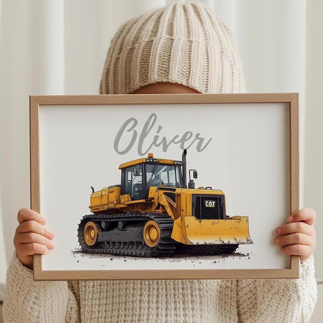 Bulldozer Wall Art for Boys | Construction Truck Print for Kids Room ...