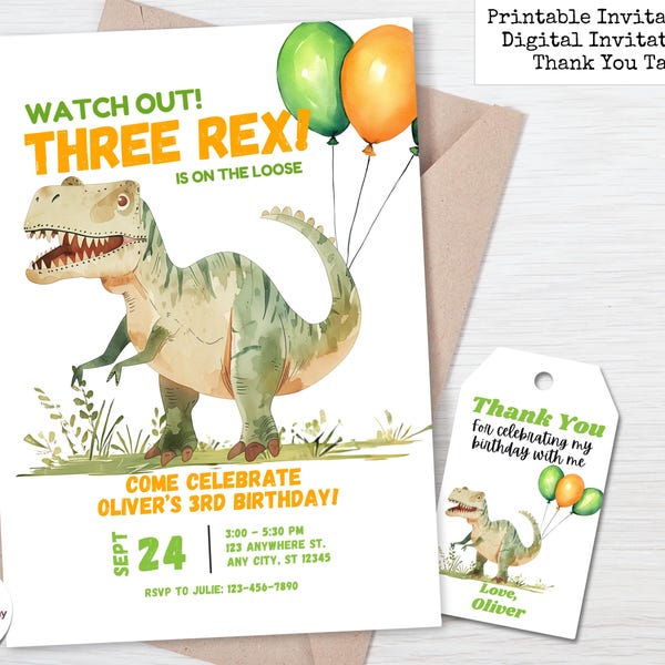 Three Rex Party - Etsy