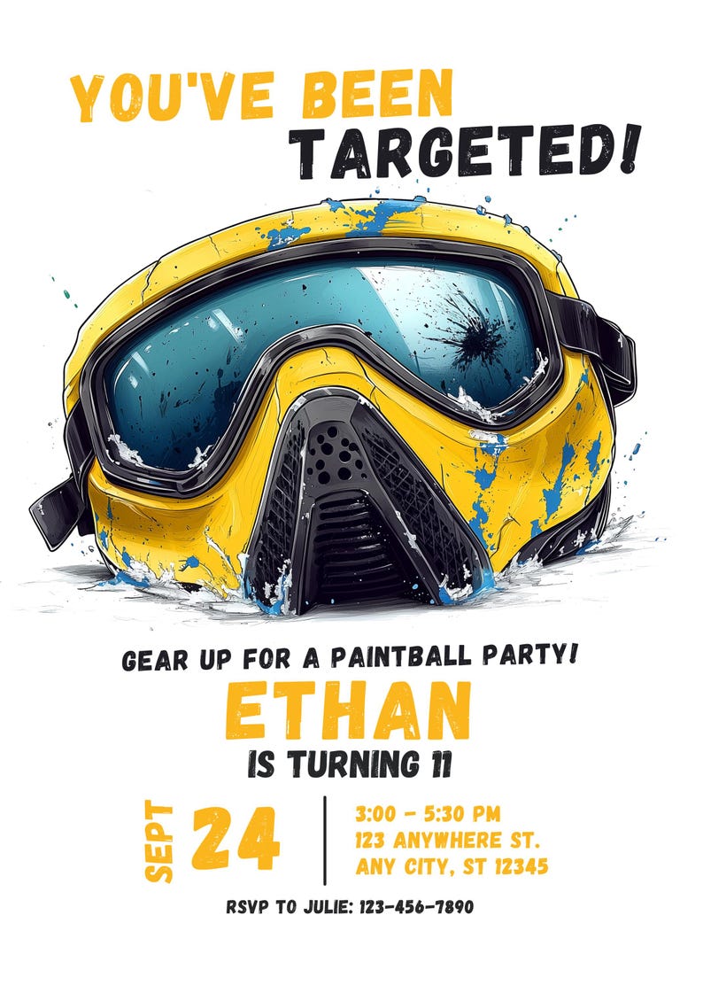 Editable Paintball Party Invitation | Printable Paintball Birthday ...