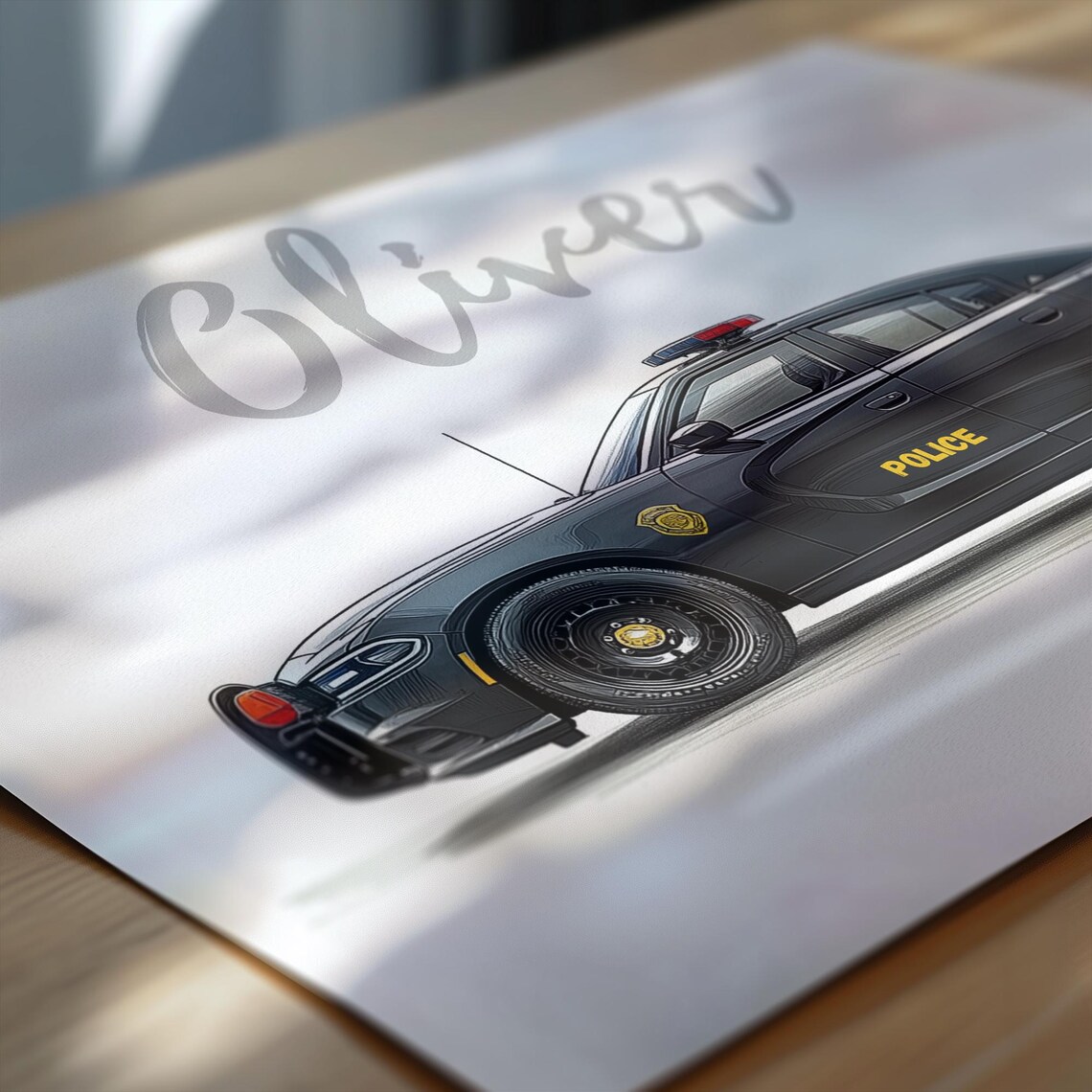 Personalized Police Car Print: Kids Room Law Enforcement Decor (11 X 8. ...