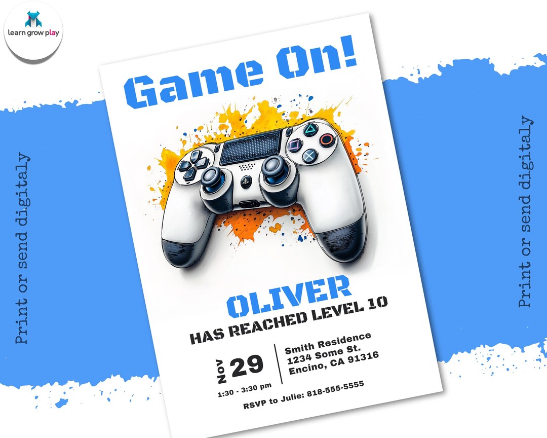 Level up Video Game Birthday Invitation: Editable Gamer Party (canva ...