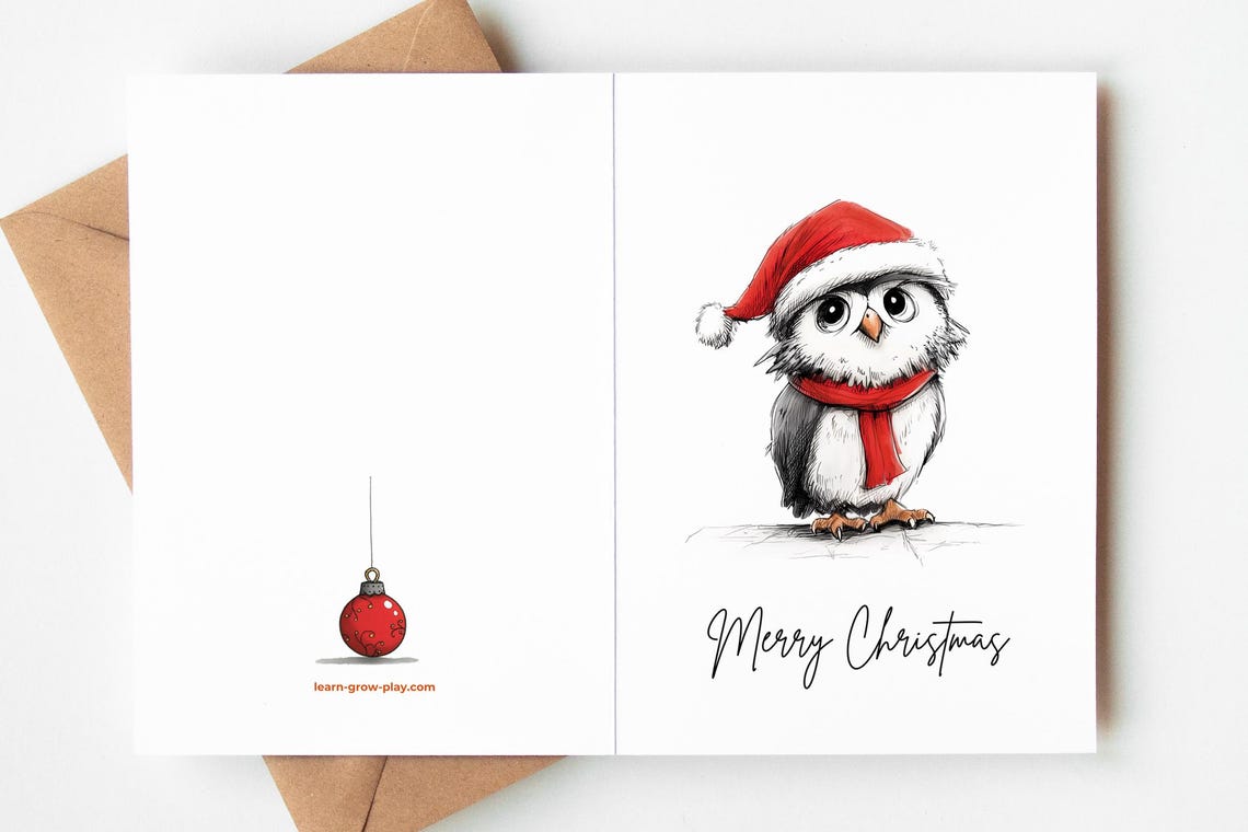 Owl Christmas Cards Set of 10 | Cute Holiday Greeting Card Pack ...