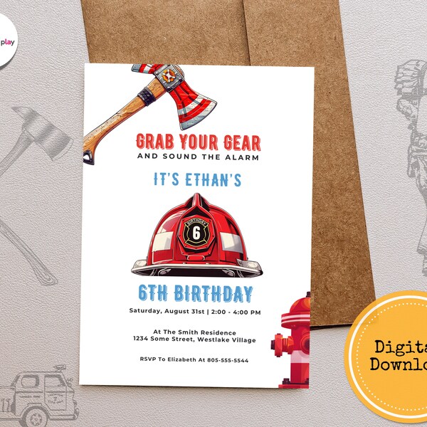 Fireman Invitation - Etsy
