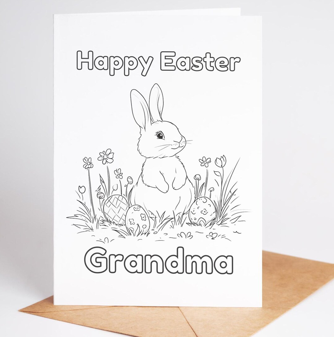 Editable Easter Bunny Coloring Card | Personalized Easter Card for Kids ...