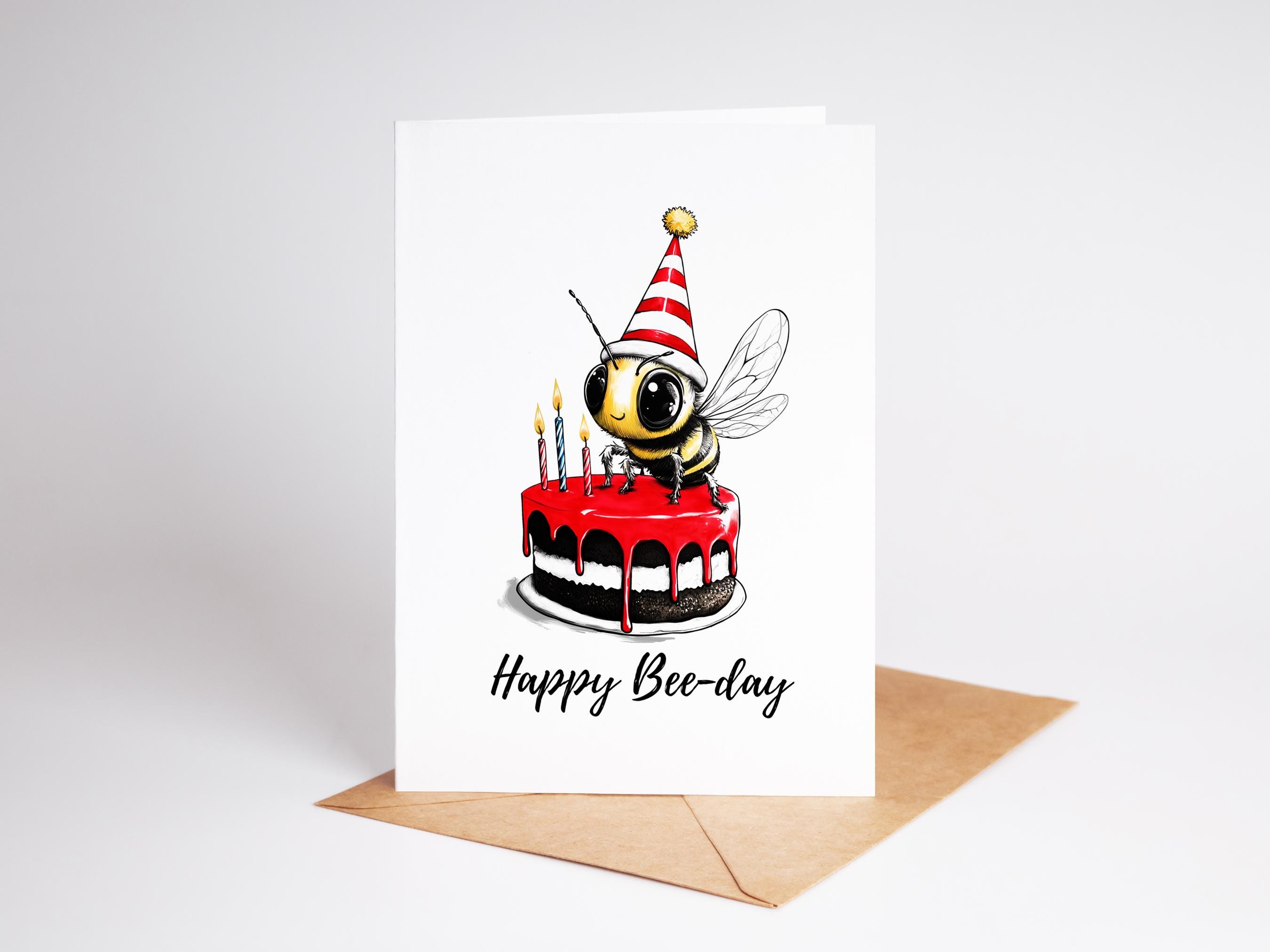 Happy Bee-day Birthday Card | Personalized Bumble Bee Card | Custom ...
