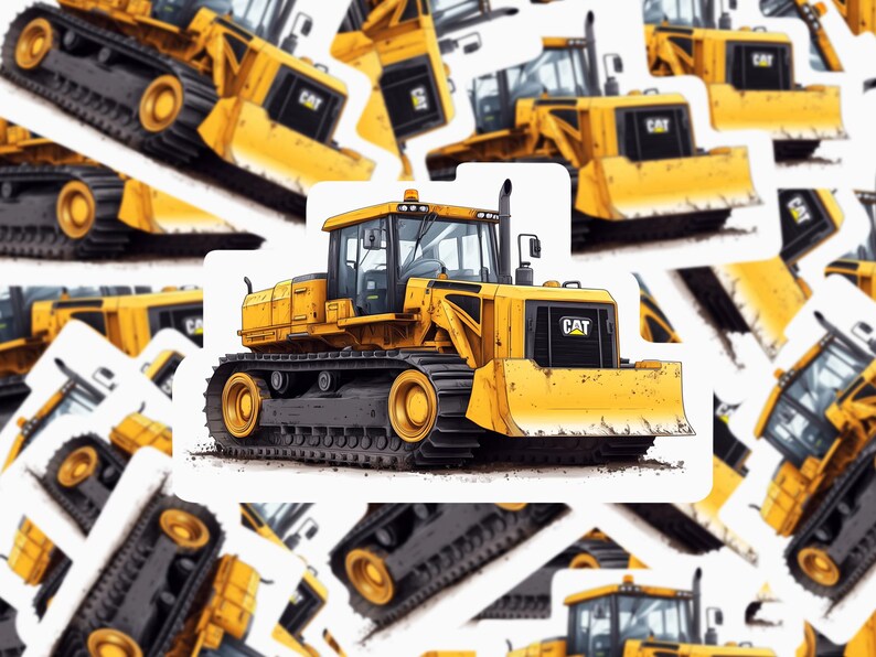 Bulldozer Birthday Sticker for Kids | Construction Party Favor Sticker ...