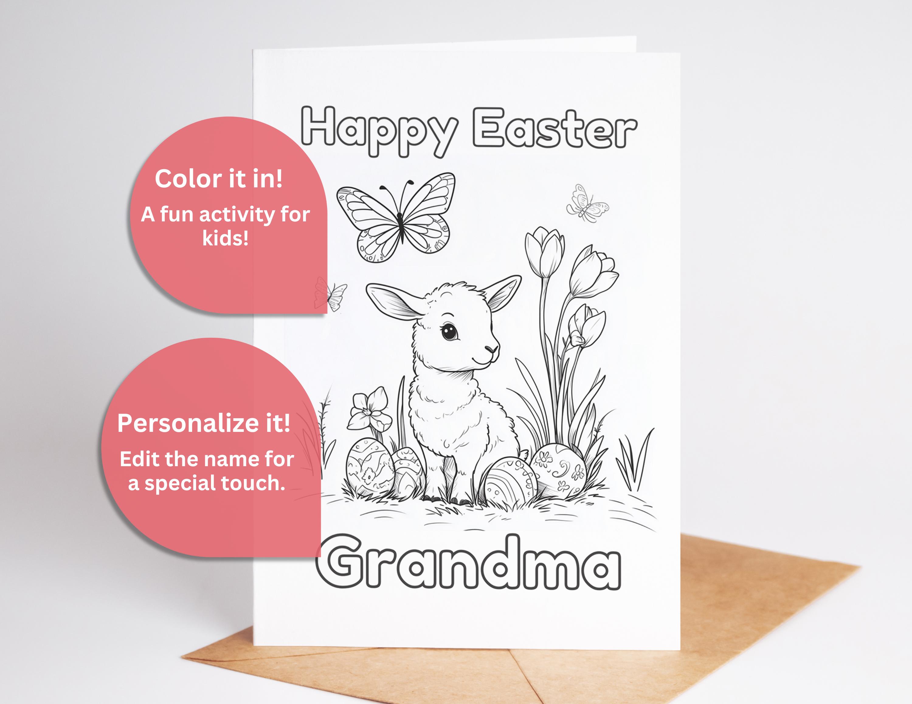 Editable Easter Card DIY Printable | Custom Baby Lamb Coloring Card ...