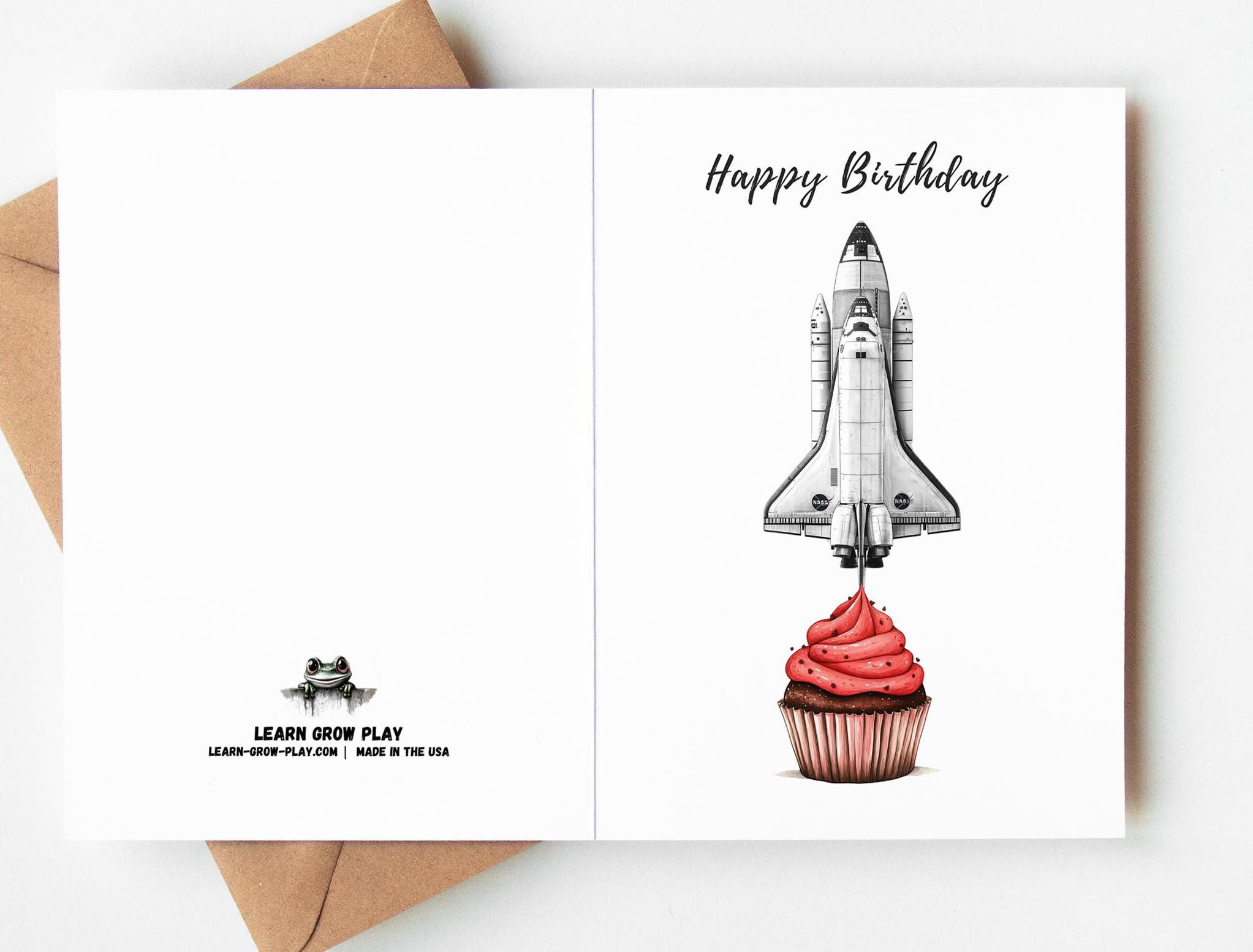 Personalized NASA Space Shuttle Birthday Card: Custom Name Cupcake Card ...