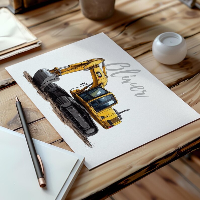Excavator Wall Art: Construction Nursery Decor (physical Print) - Etsy
