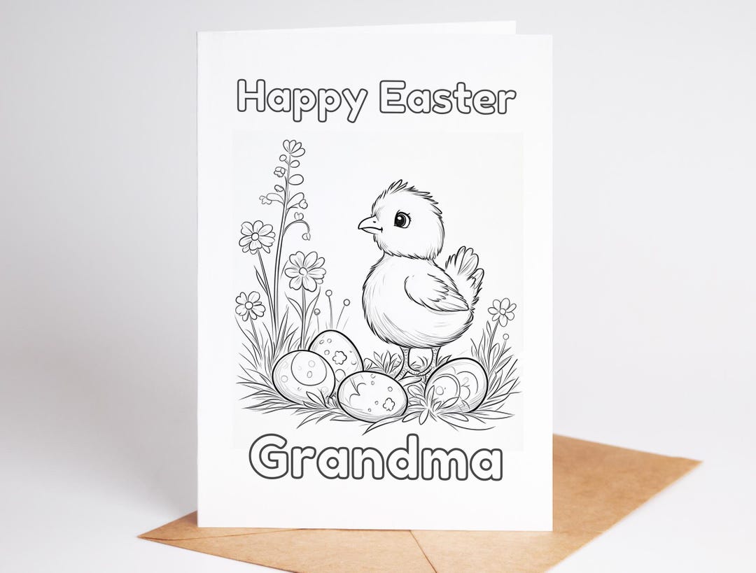 Editable Easter Card DIY Printable | Custom Baby Chick Coloring Card ...