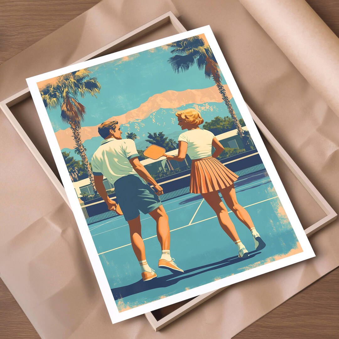 Retro Pickleball Art Print: 1950s Style, Limited Edition (11x17) - Etsy