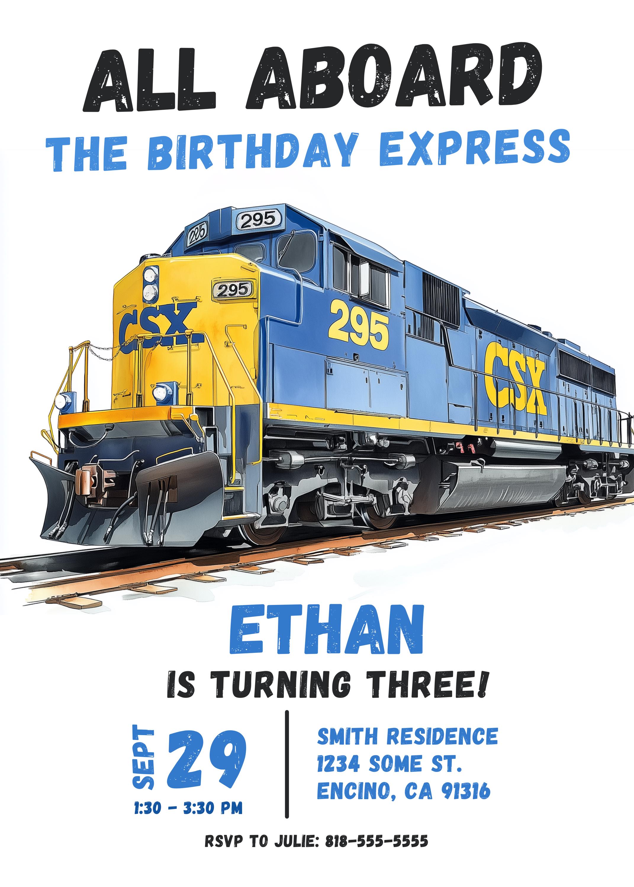 Editable Boys Train Birthday Invitation Customizable 5x7 Train Party ...