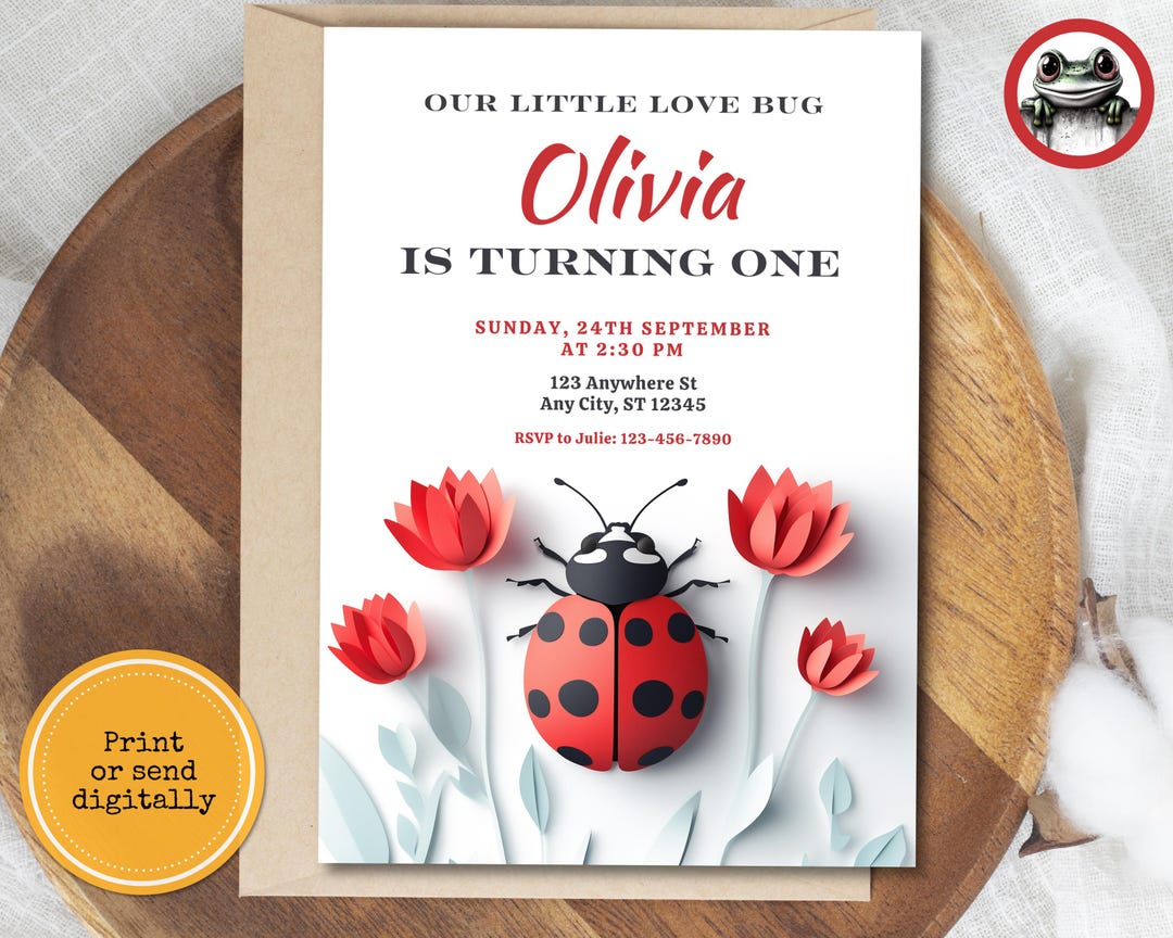 Ladybug Birthday Invitation | Our Little Love Bug Party Invite ...