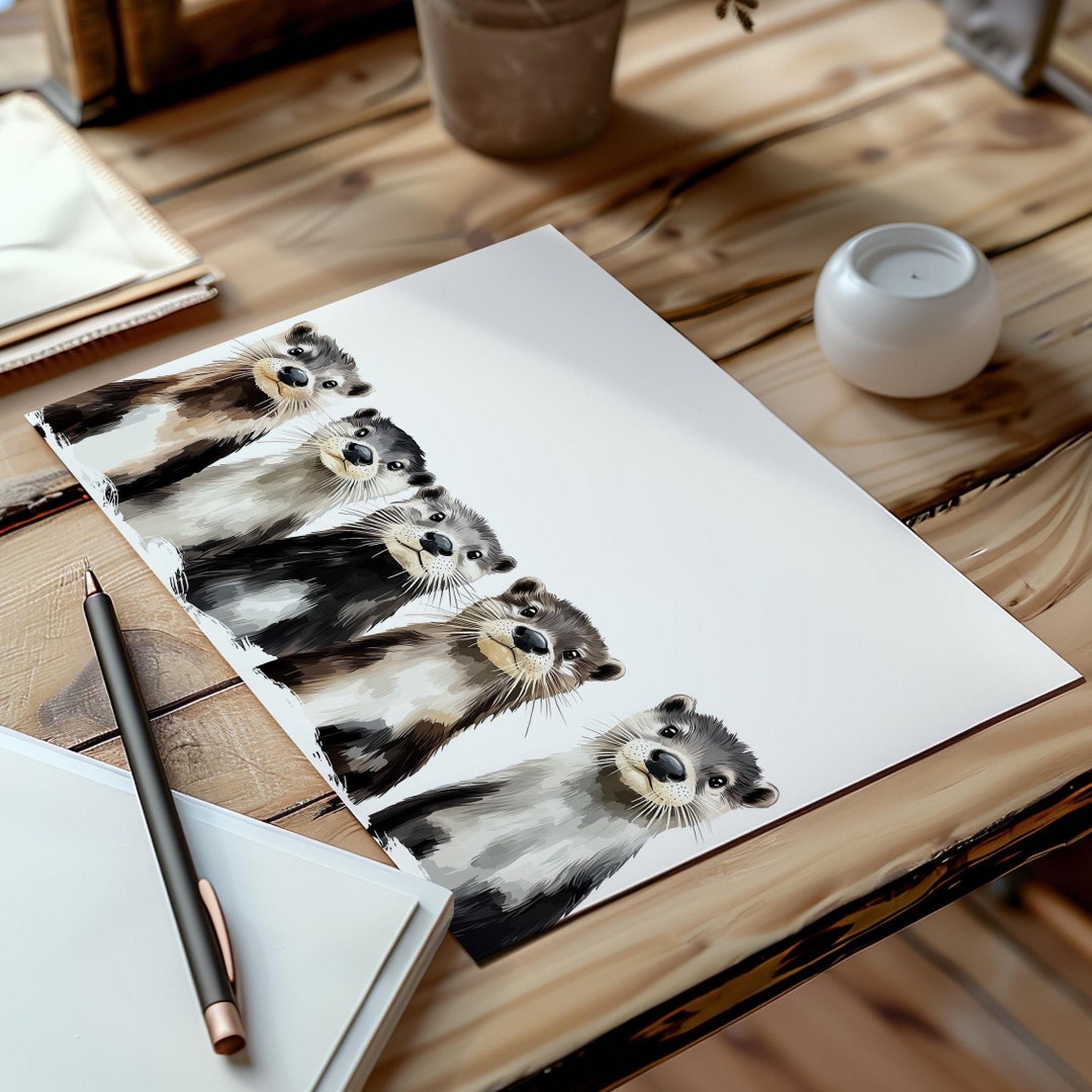 Adorable Otter Print | 10x8 and 14x11 Wall Art | Cute Otter Artwork for ...