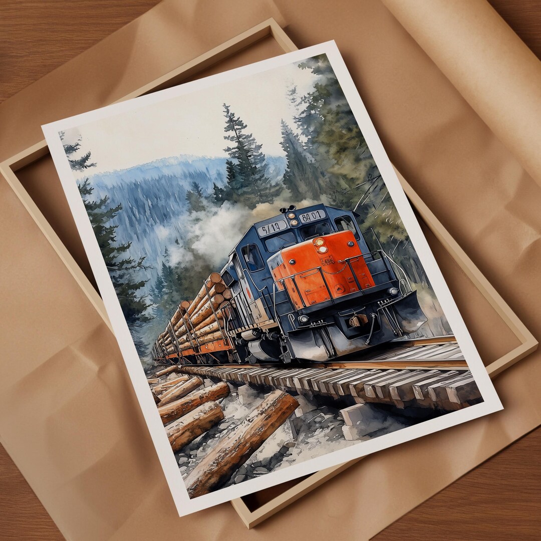 Logging Train Print: Rustic Woodland Nursery Art (11x17 Inch) - Etsy