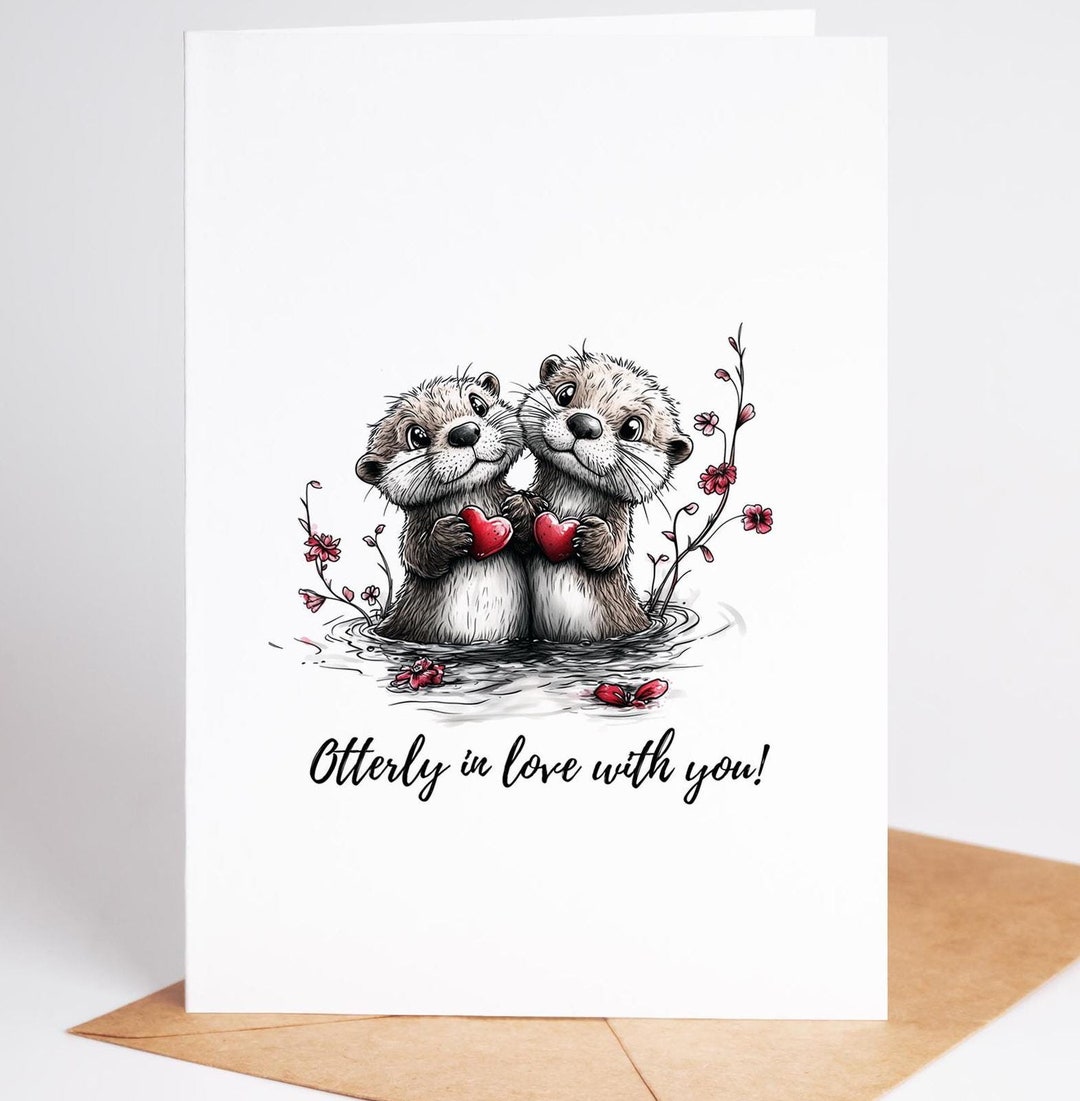 Cute Otter Couple Card | Funny Animal Anniversary or Love Card ...