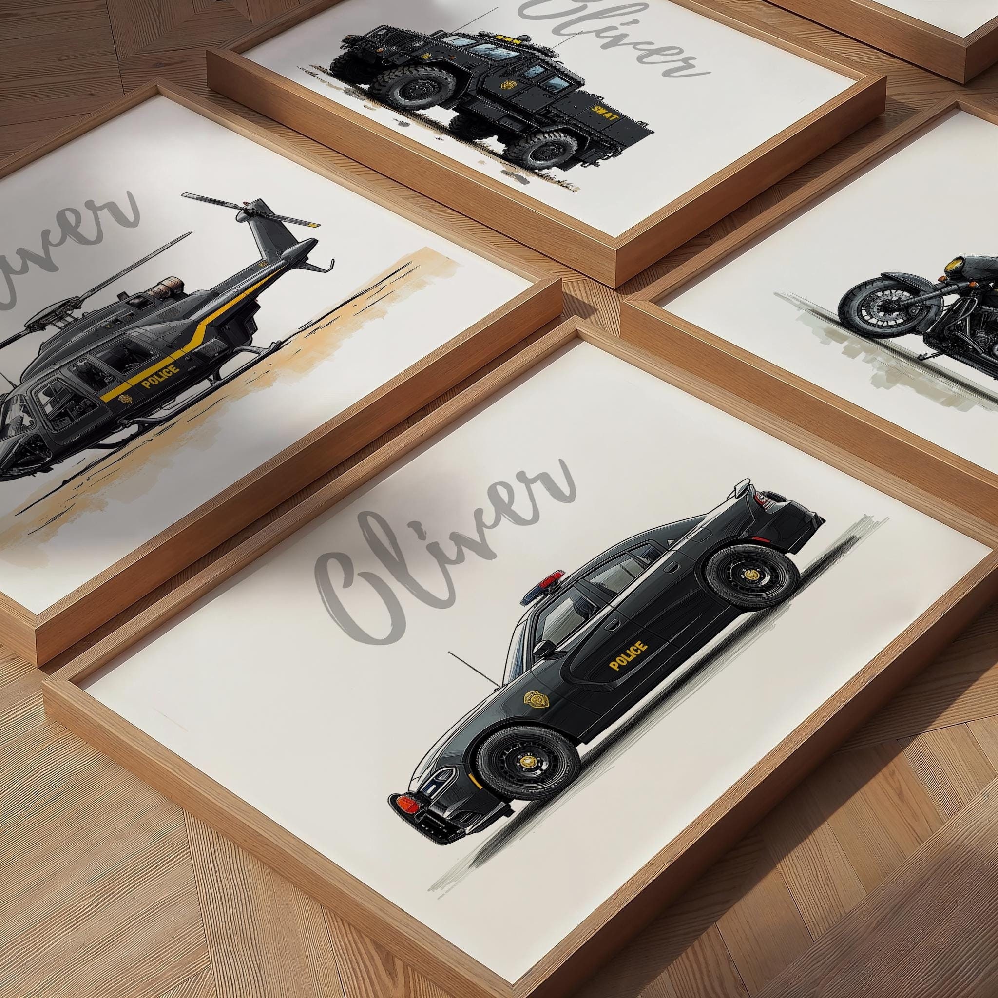 Personalized Police Car Print: Kids Room Law Enforcement Decor (11 X 8. ...