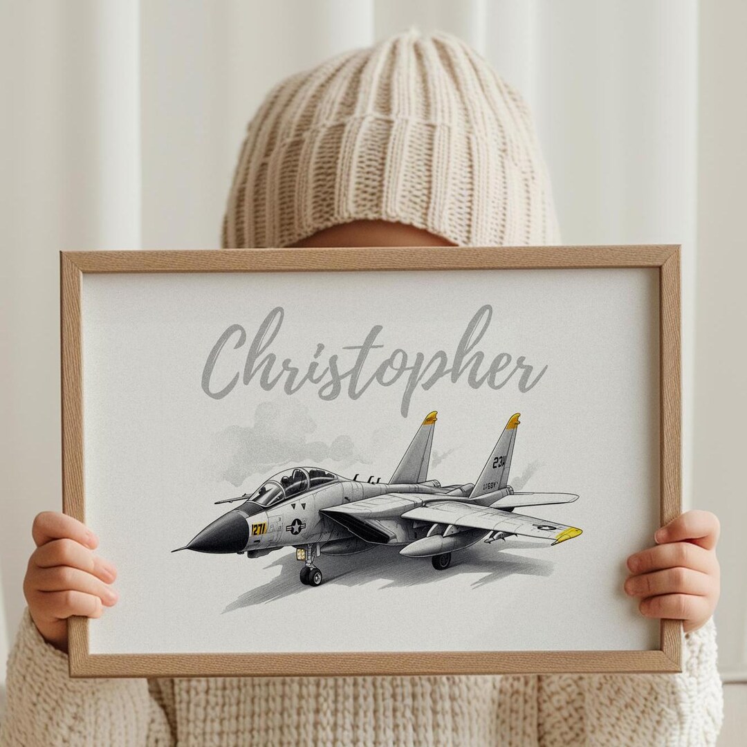 F-14 Tomcat Fighter Jet Print: Personalized Kids Room Decor - Etsy