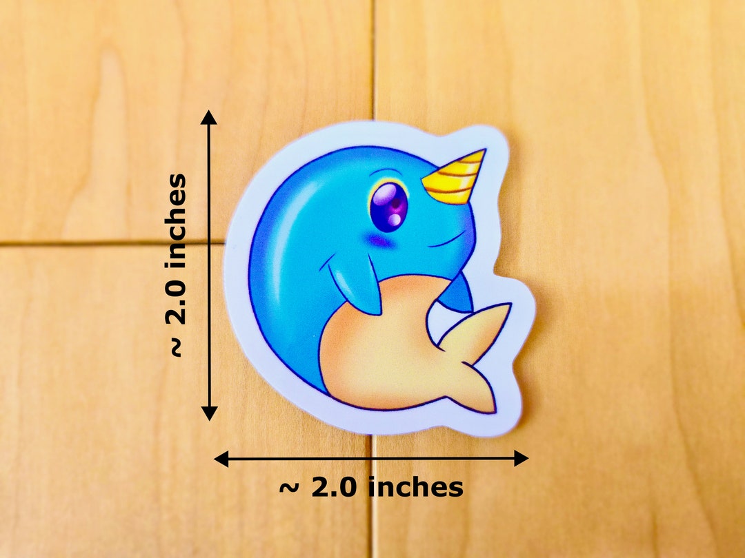 Happy Narwhal Vinyl Sticker Cute Kawaii Anime Chibi Emoji Animal ...