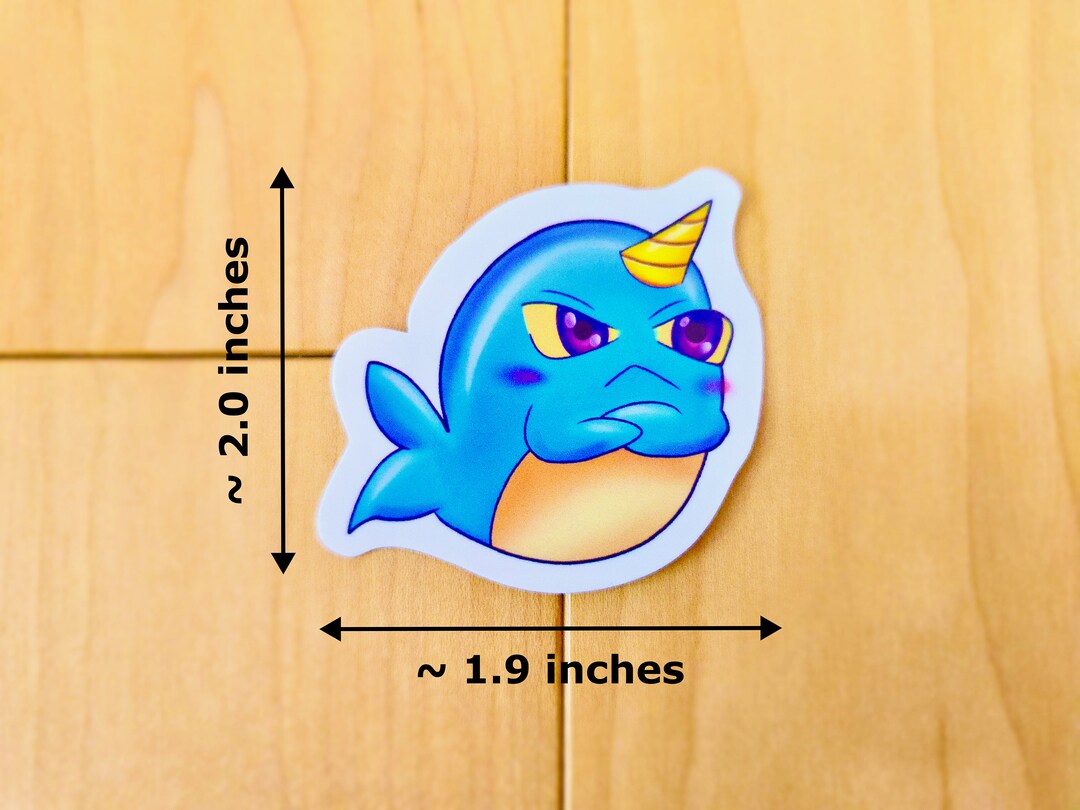Grumpy Narwhal /cute Kawaii Chibi Anime/ Animal Sticker/ Vinyl Sticker ...
