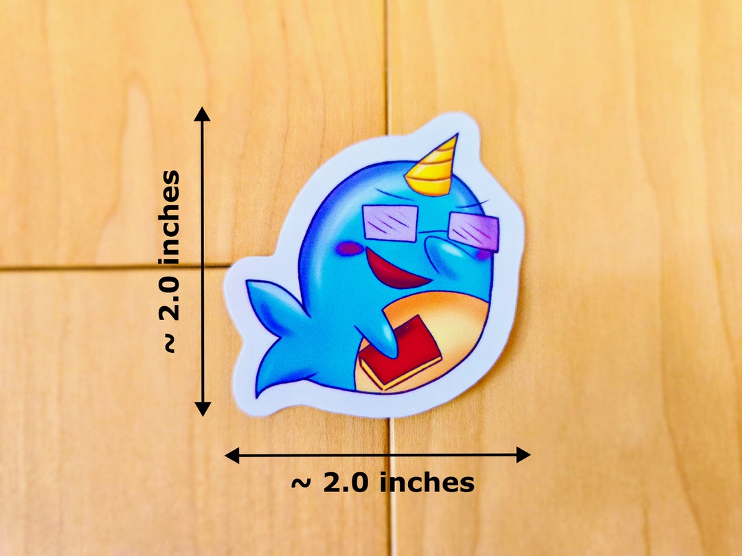Glasses Narwhal Vinyl Sticker Cute Kawaii Anime Chibi Emoji Animal ...