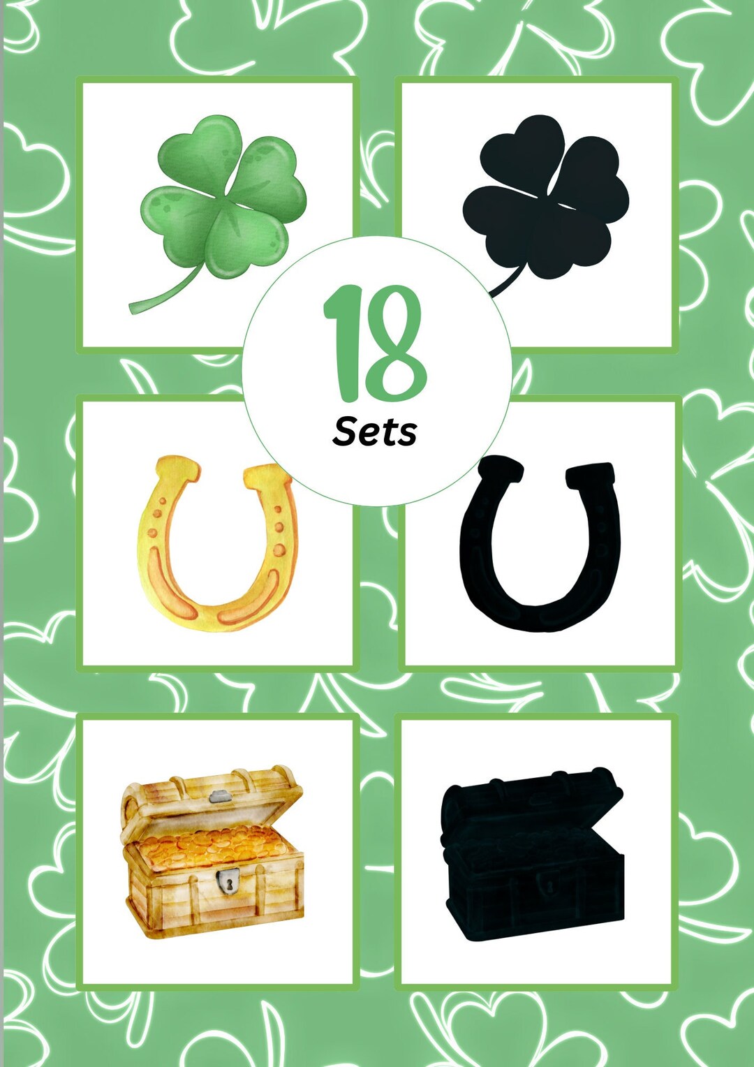 St. Patrick's Day Shadow Matching Cards - Etsy