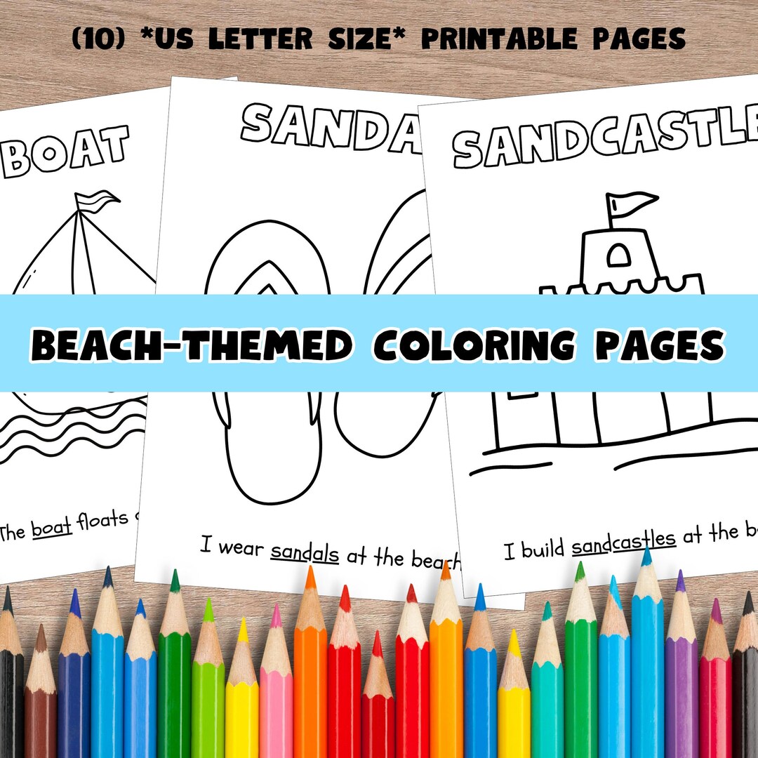10 Printable Coloring Pages | Educational | Summer Beach Themed | Ideal ...