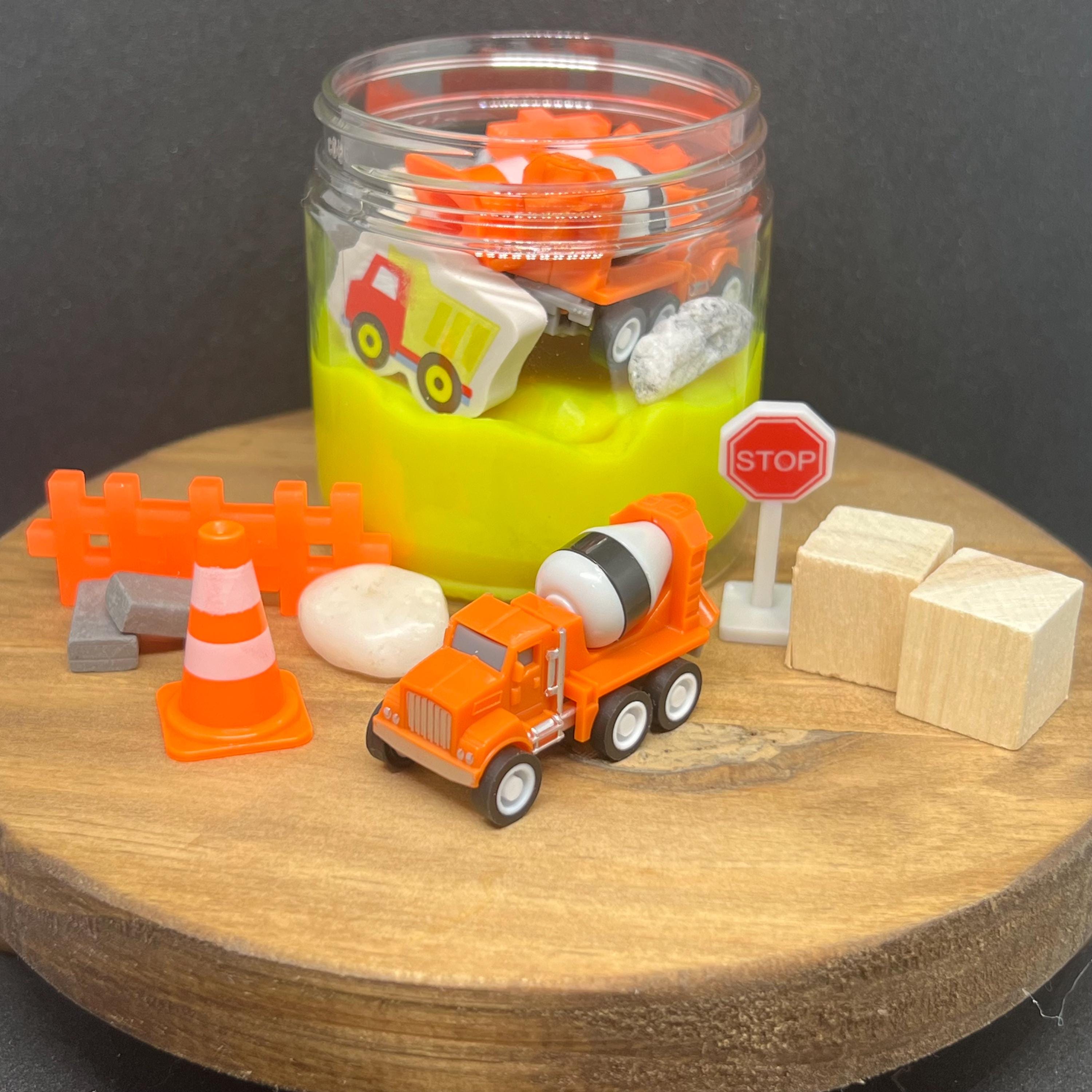 Construction Play Dough Jar, Sensory Jars, Truck Sensory Jars ...