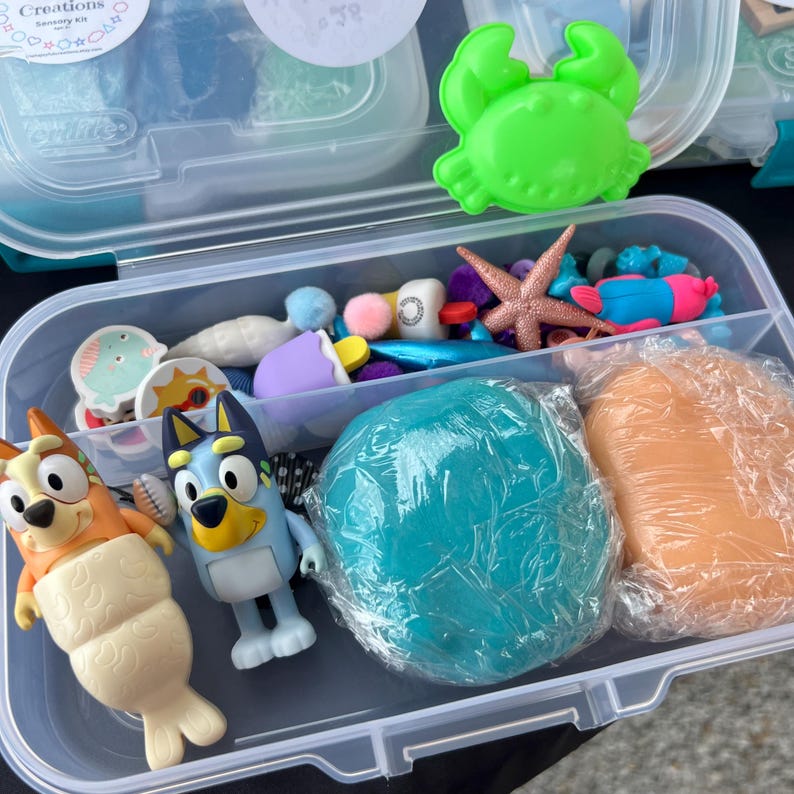Mermaid Play Dough Kit, Play Dough Kits, Bluey Character Sensory Kits ...