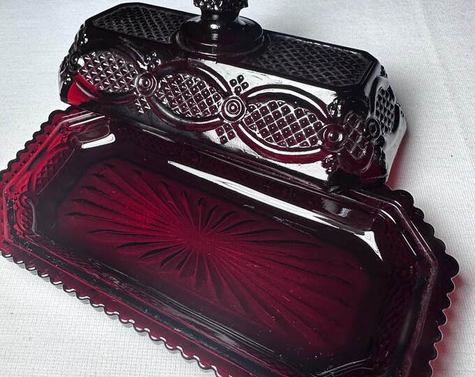 Vintage Avon Ruby Red Glass Butter Dish - 1876 Cape Cod Collection - Etsy