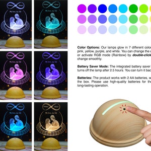 Photo Engraved 3D LED Lamp - Custom Photo Night Light, Personalized ...