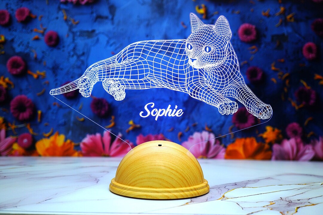 Cat Personalized 3D Led Lamp - Customizable LED Bedside Night Light ...