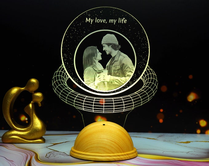 Photo Engraved 3D LED Lamp - Custom Photo Night Light, Personalized ...