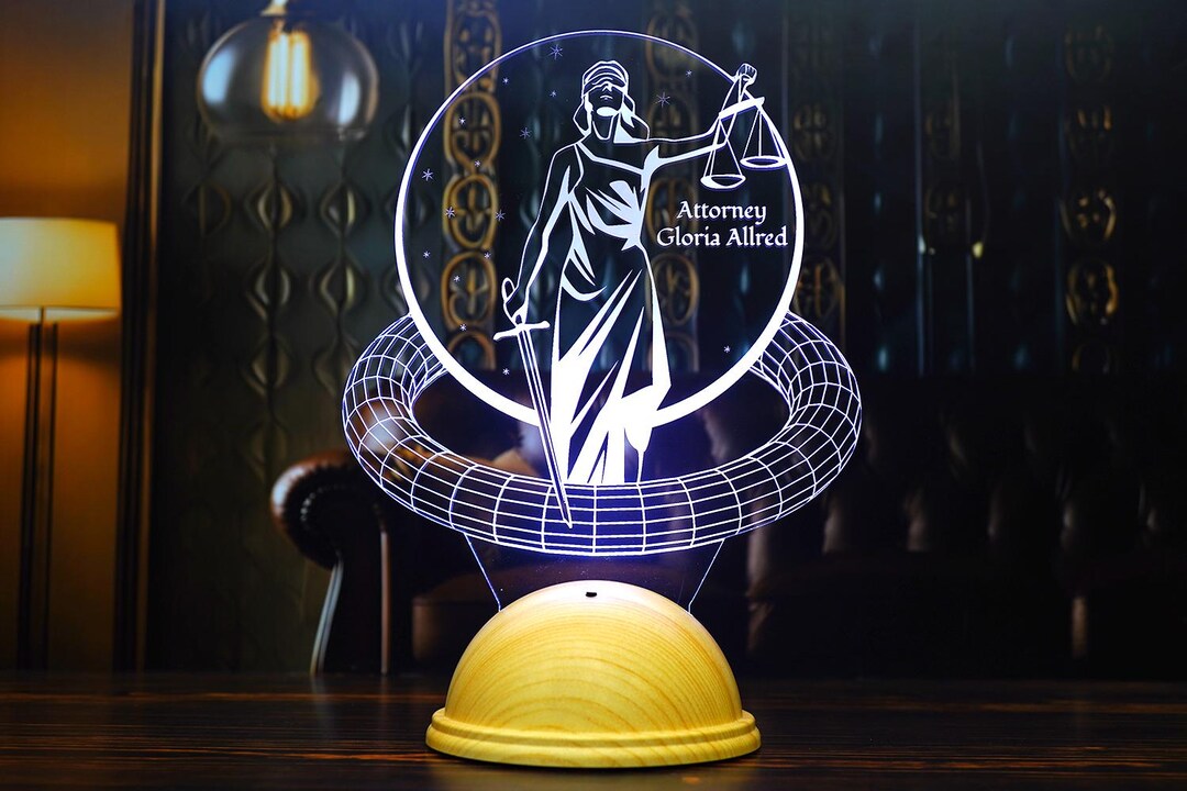 Lady Justice Personalized 3D LED Lamp - Customizable Night Light ...