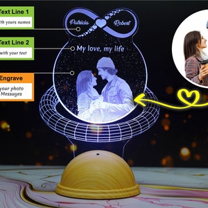 Photo Engraved 3D LED Lamp - Custom Photo Night Light, Personalized ...