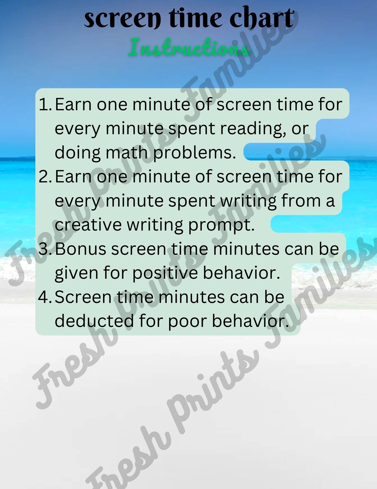 Screen Time Earnings Chart - Etsy