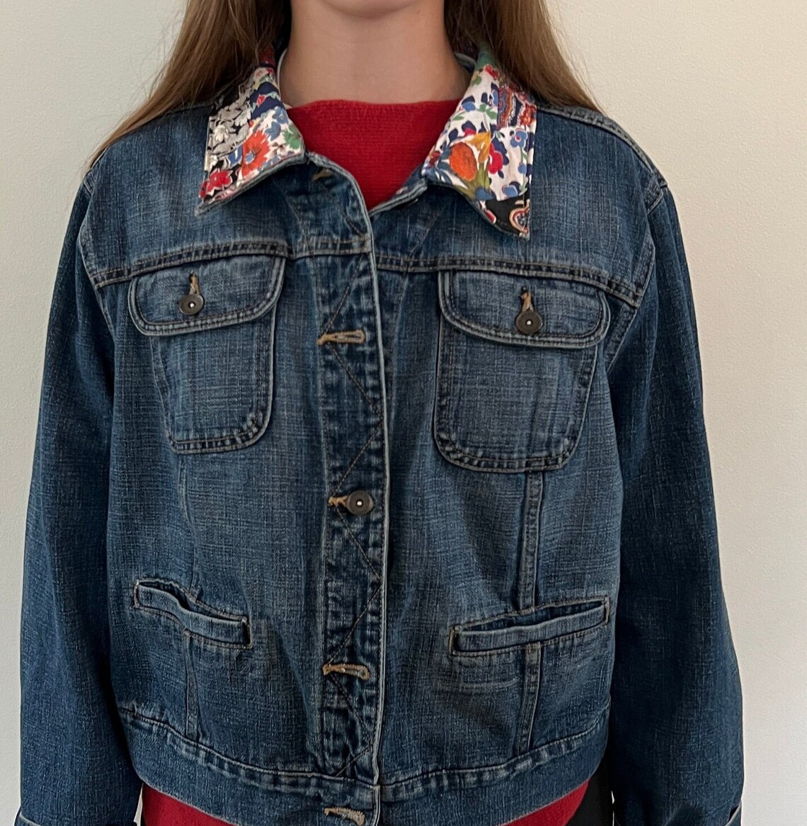 Upcycled Custom Jean Jacket Embellished With Vintage Quilt Appliques on ...