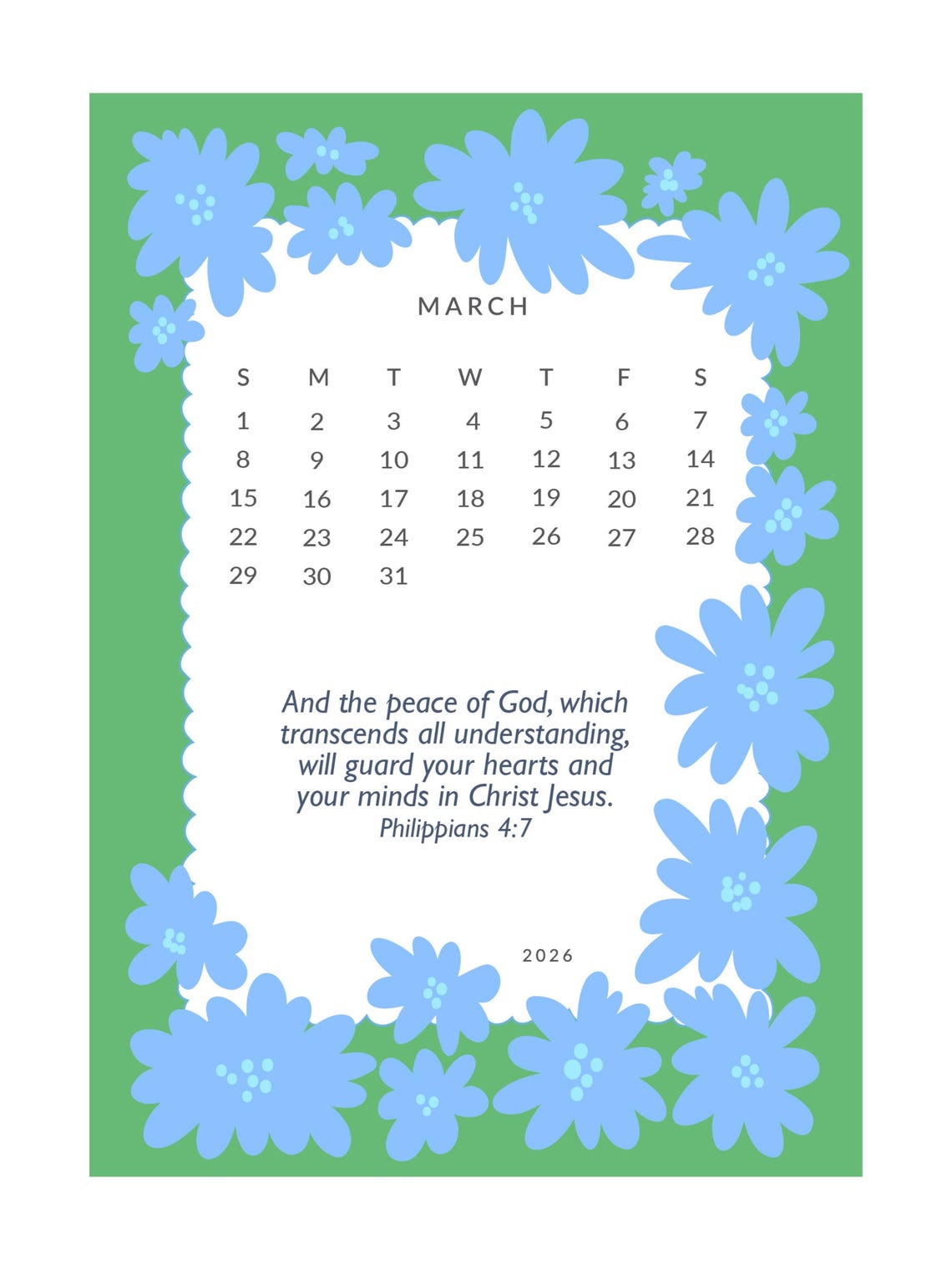 2026 Scripture Calendar | Inspirational Christian Bible Verses | 5x7 ...